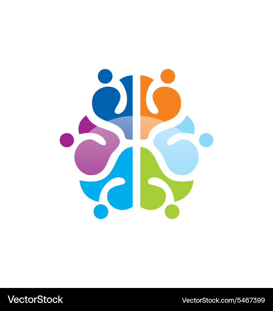 Colorful brain abstract knowledge logo Royalty Free Vector