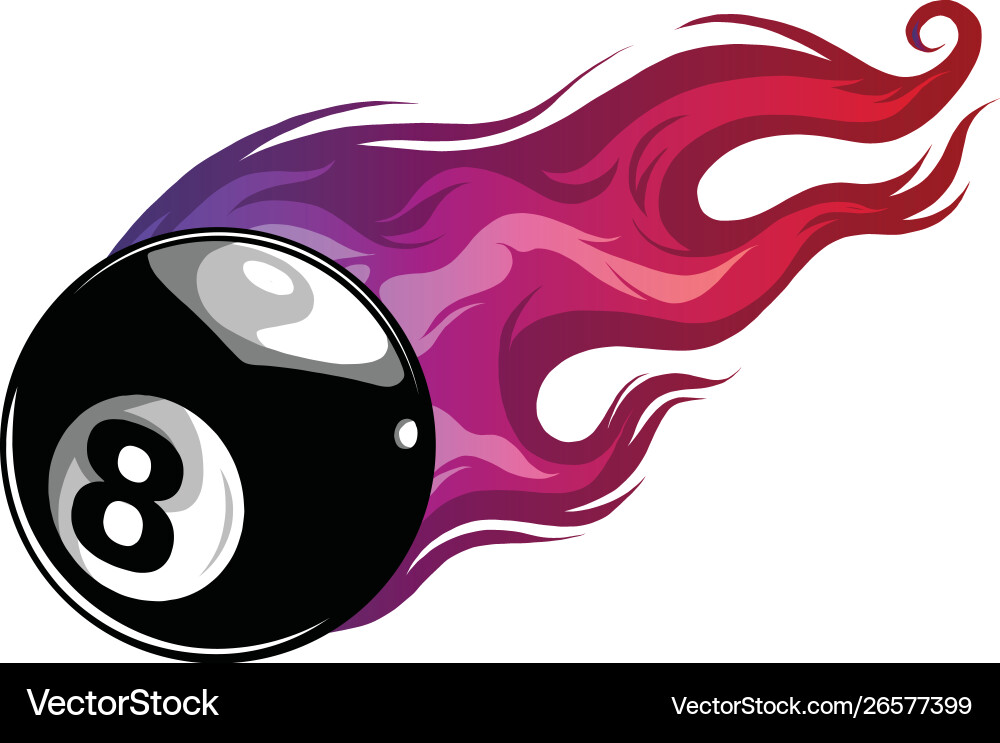 Eight ball with flames art Royalty Free Vector Image