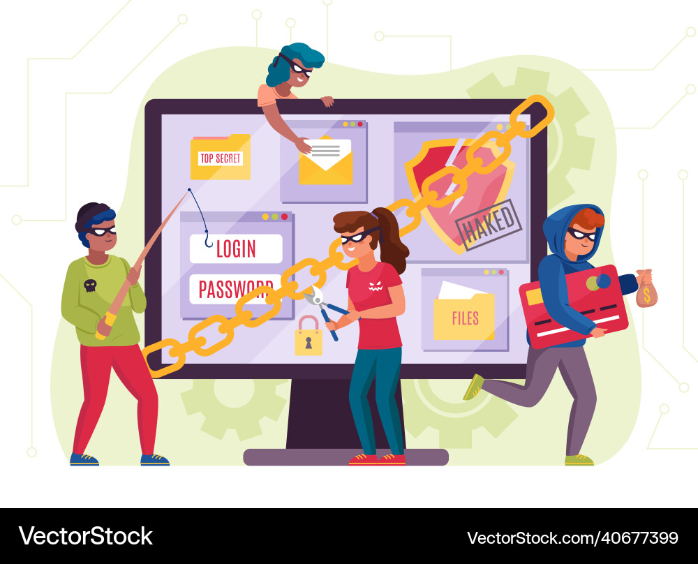 Hackers group financial cyber theft digital Vector Image