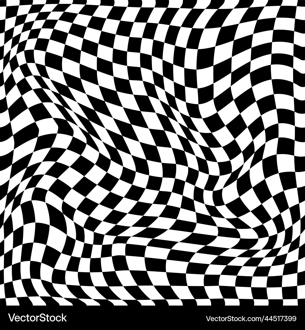 Optical illusion warp black pattern white Vector Image