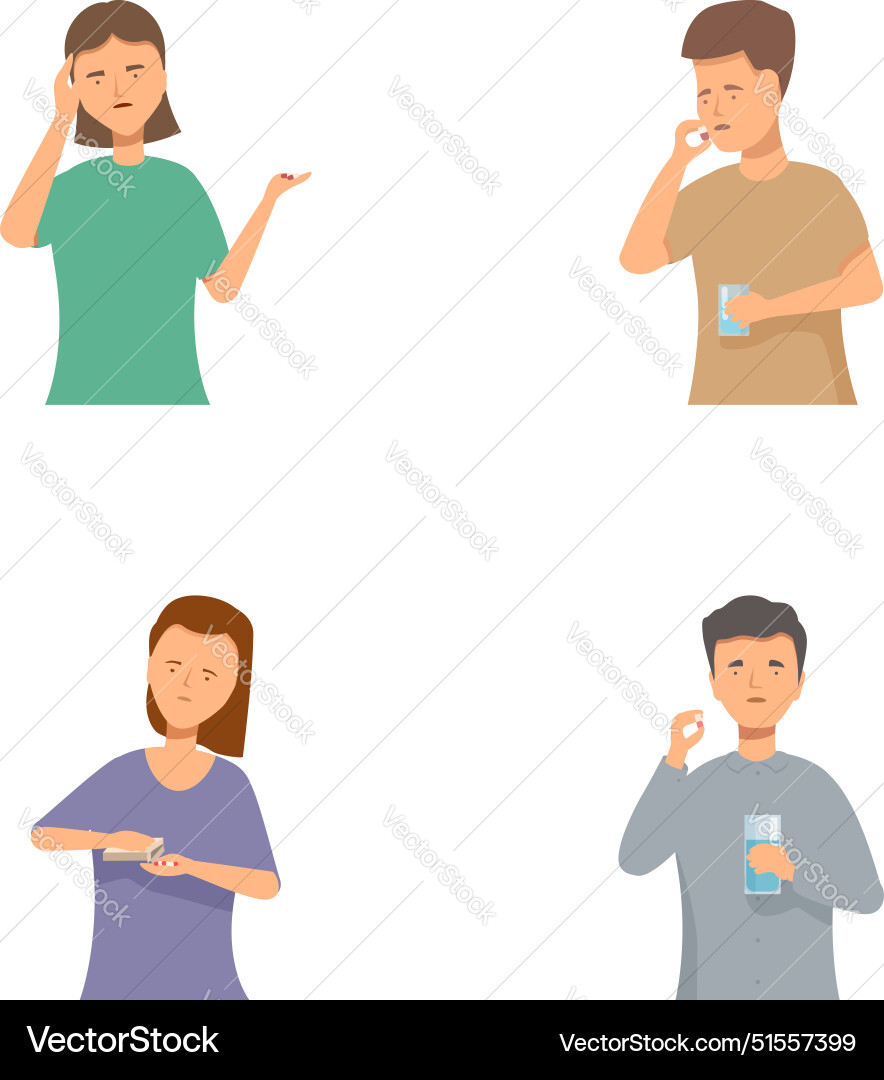 Set of depicting common cold Royalty Free Vector Image