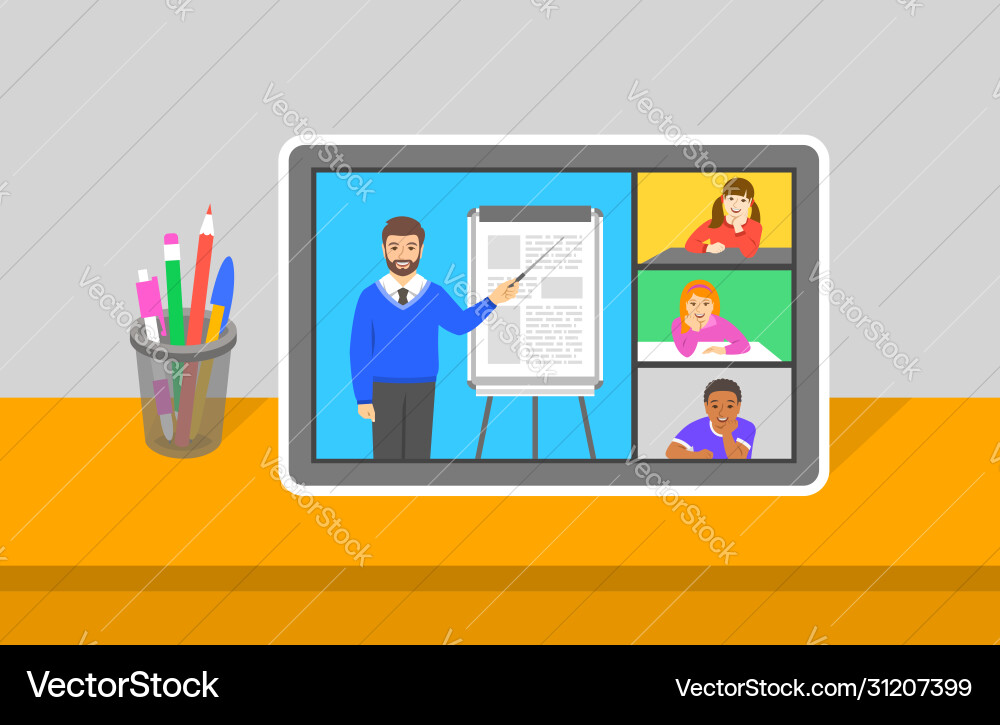 Virtual Classroom - Online Learning Royalty Free Vector