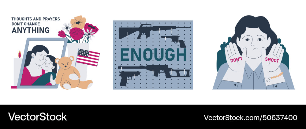 Gun control set second amendment ban weapon Vector Image