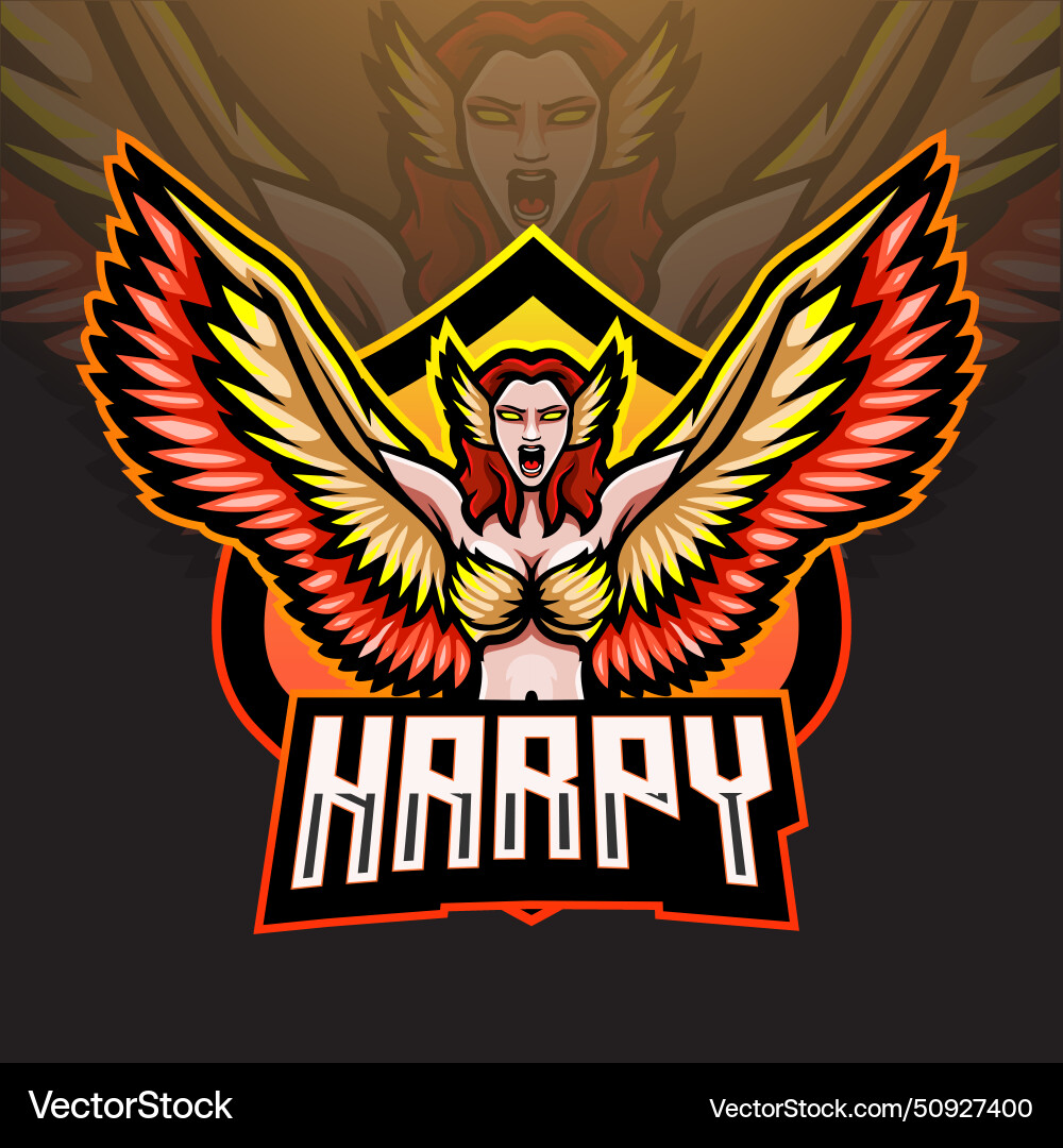 Harpy mascot esport logo design Royalty Free Vector Image