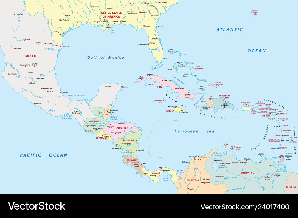 Carribean And Central America Countries Map Central America Map