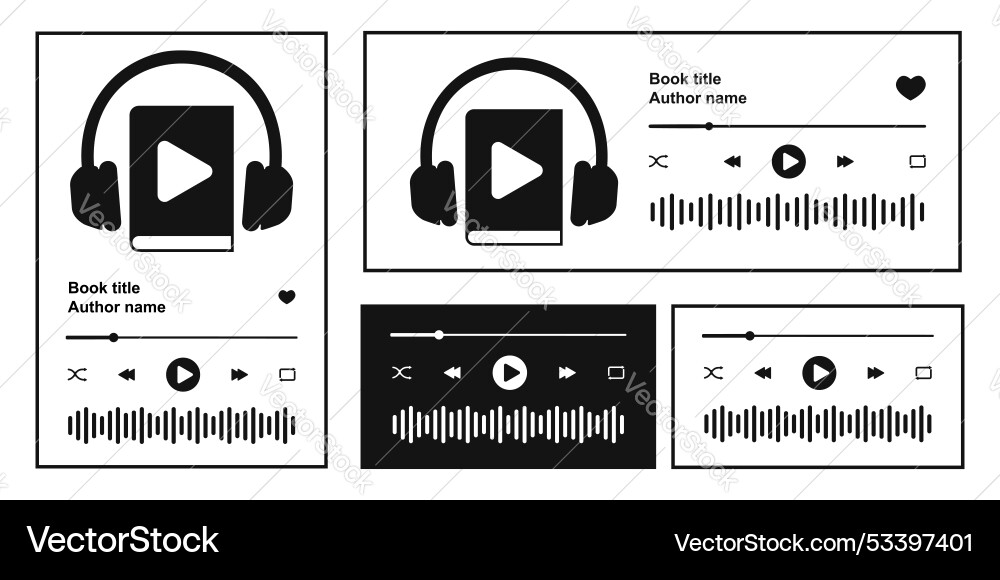 Audiobook app template with progress slider bar Vector Image