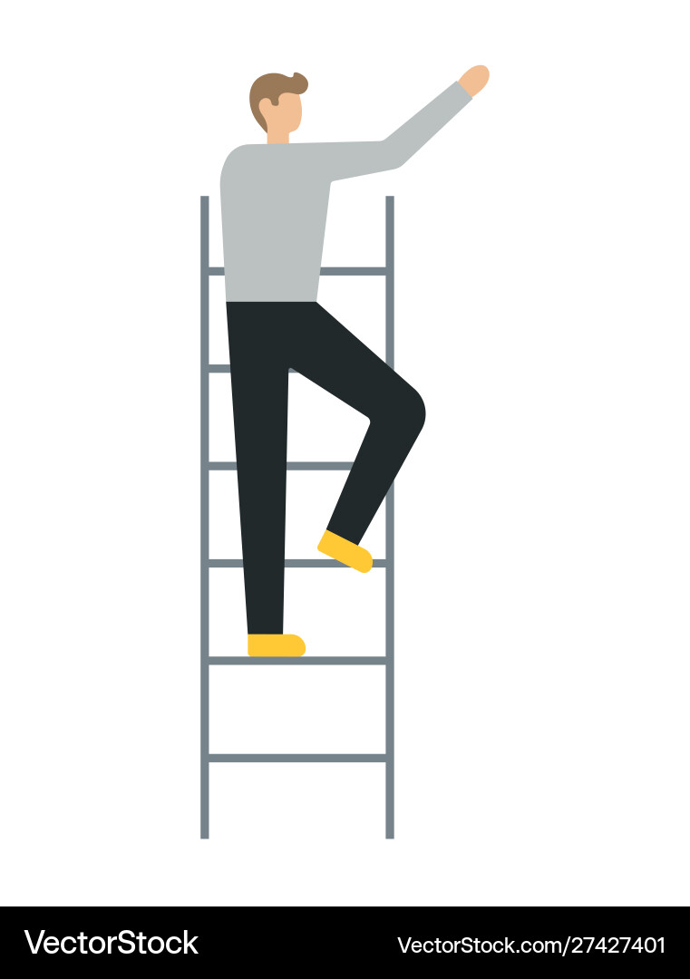 Business man standing on ladder Royalty Free Vector Image