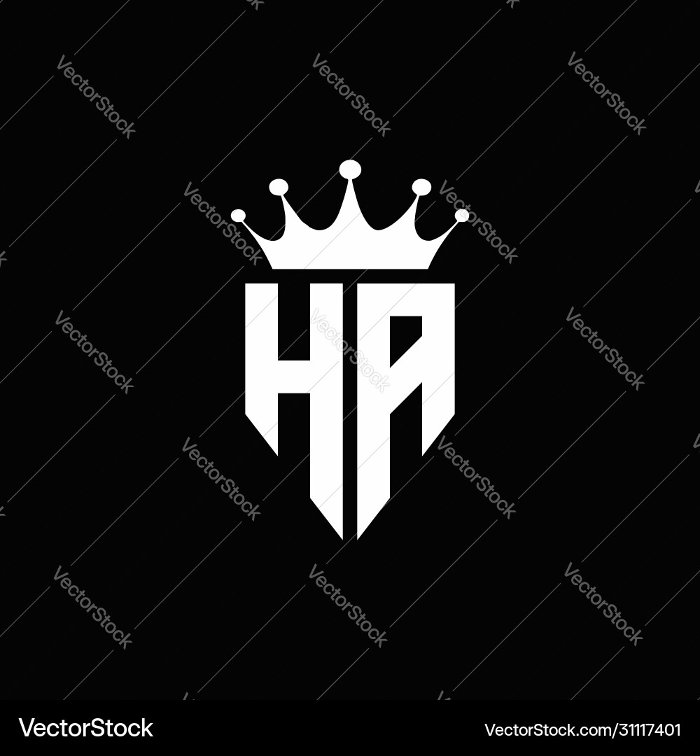 Ha logo monogram emblem style with crown shape Vector Image