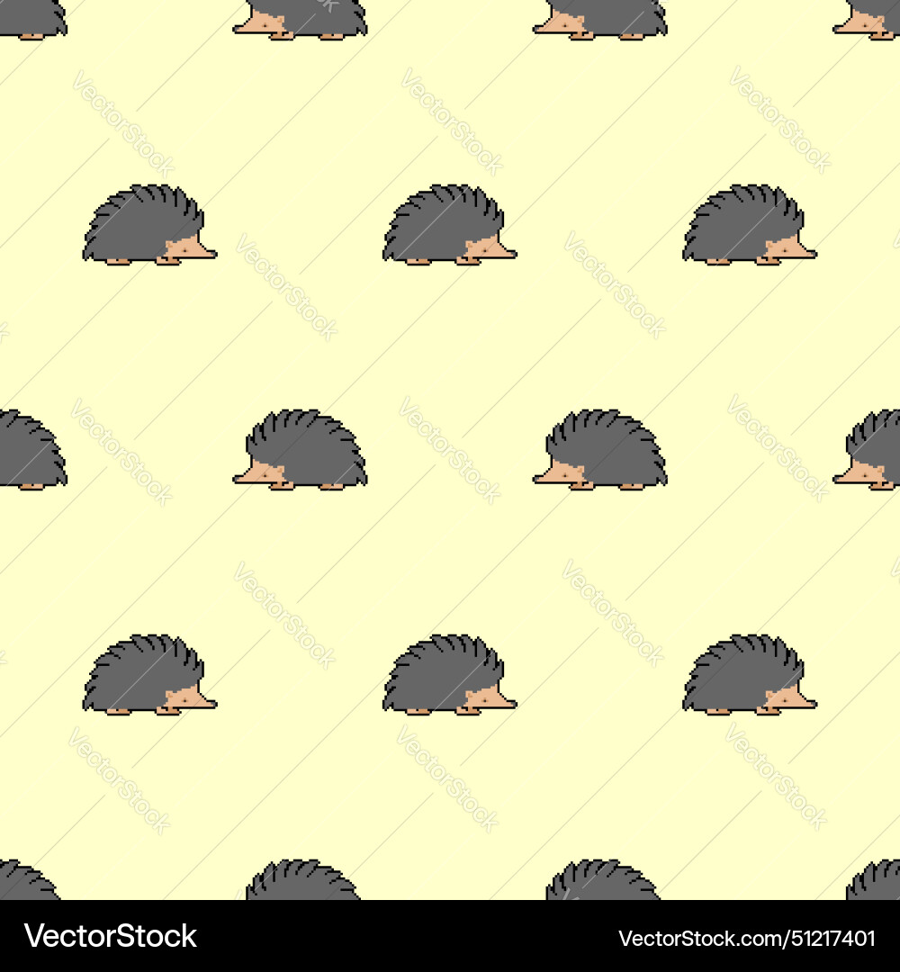 Hedgehog pixel art pattern seamless pixelated Vector Image