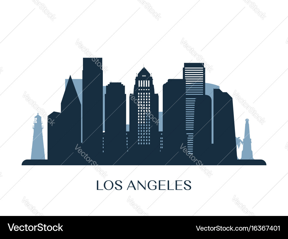 Los Angeles Skyline Silhouette Royalty Free Vector Image
