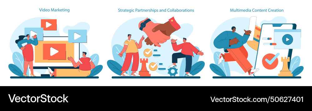 Marketing 50 set video content Royalty Free Vector Image