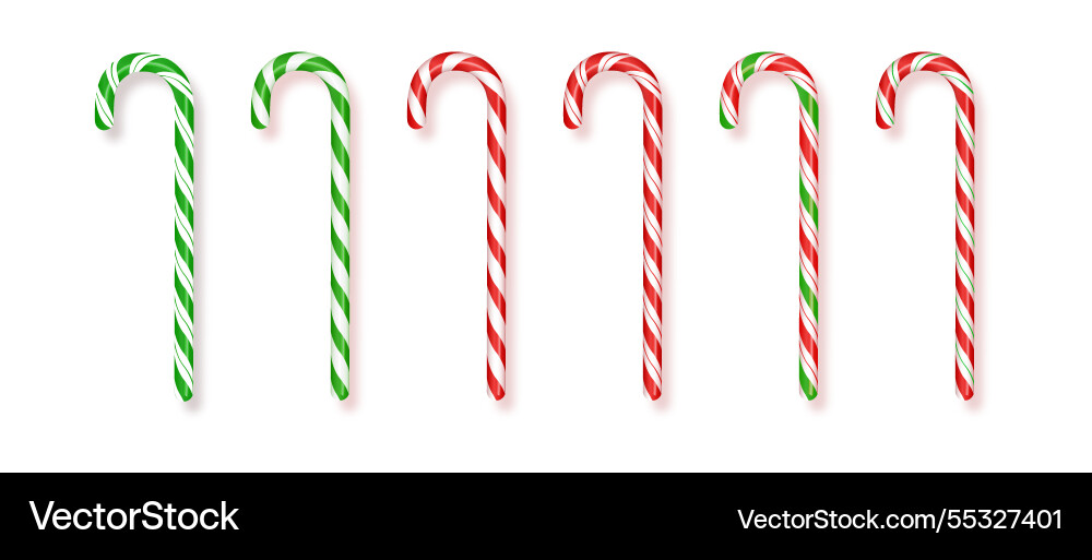 Set of realistic christmas candy canes Royalty Free Vector