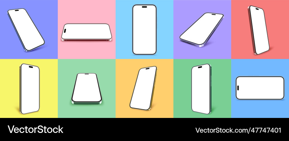 Smartphone mockups realistic 3d mobile phone Vector Image