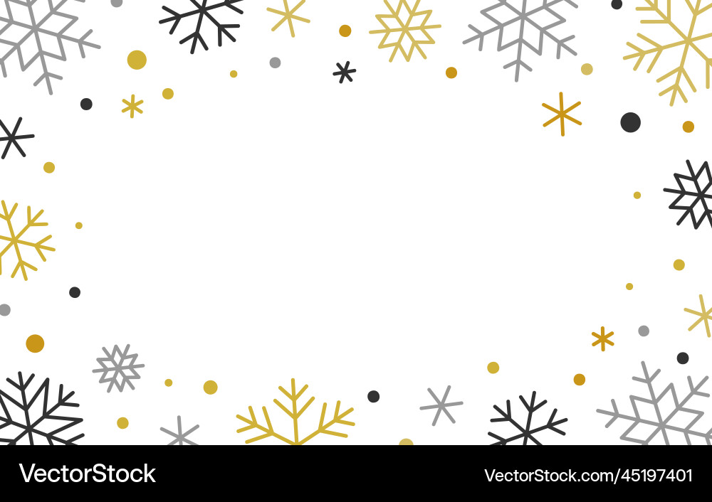 Snowflake winter line border frame xmas card flyer
