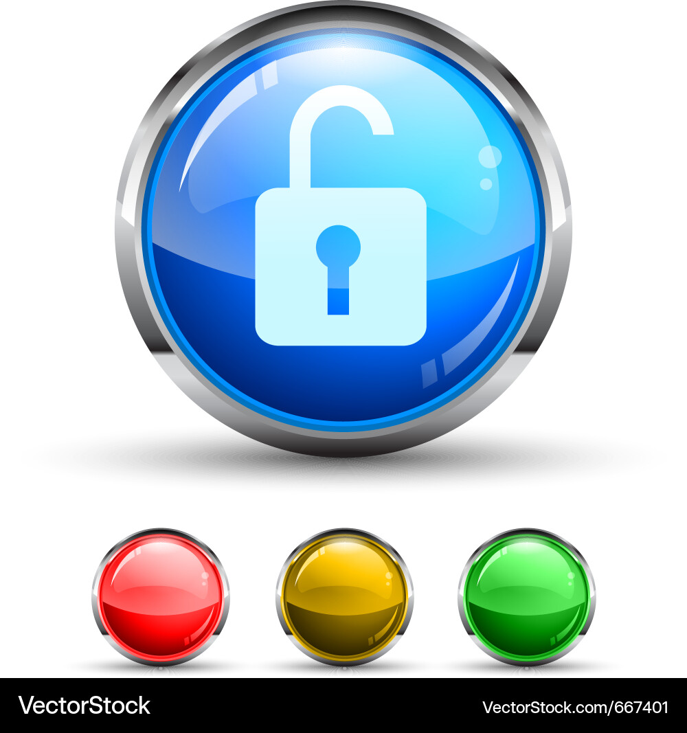 Unlock button Royalty Free Vector Image - VectorStock