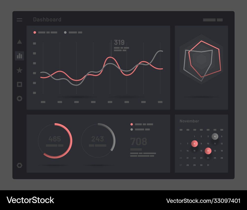 Web app dashboard ui and ux kit Royalty Free Vector Image