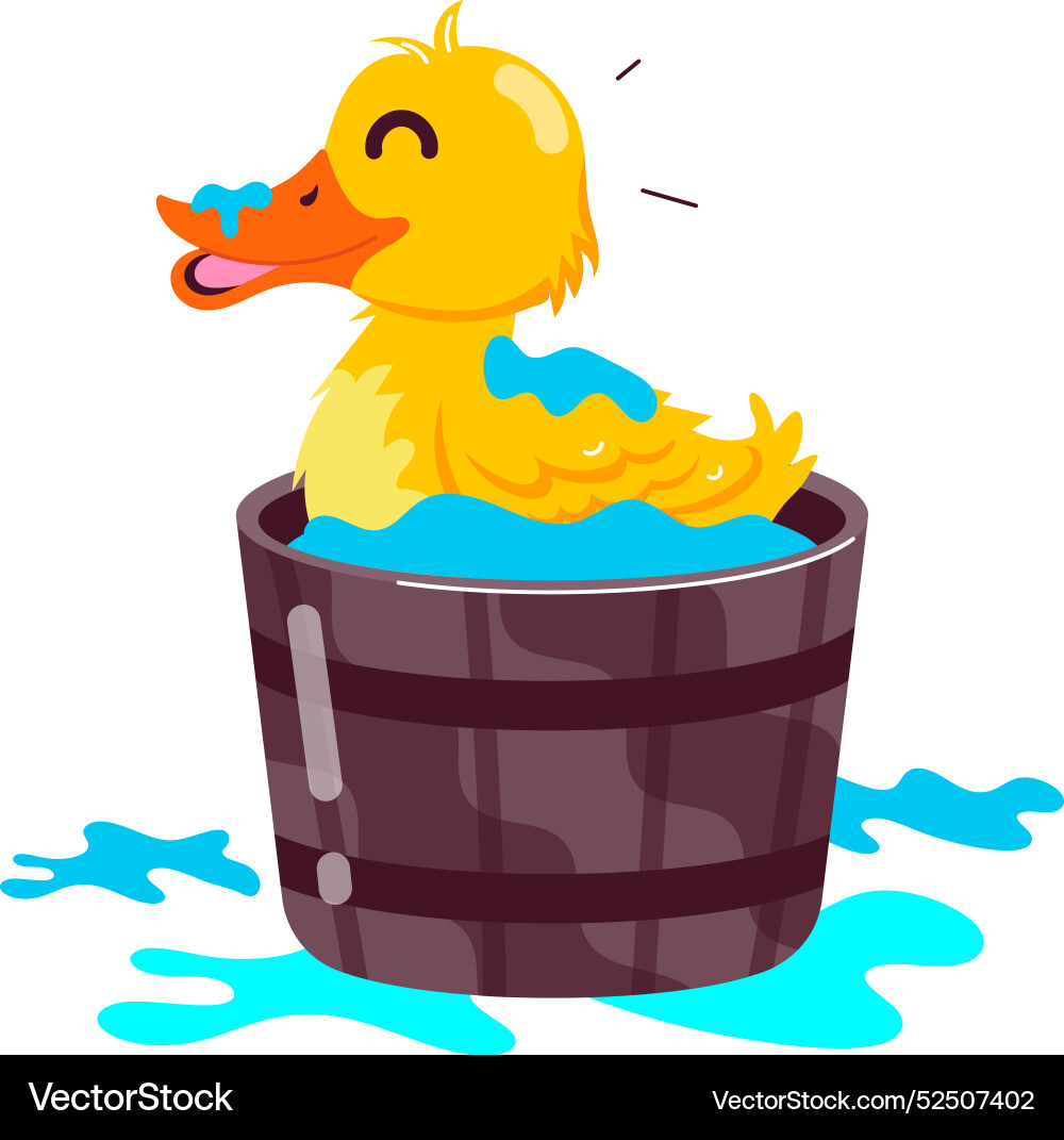 Basic rgba flat style sticker of duck bathing Vector Image