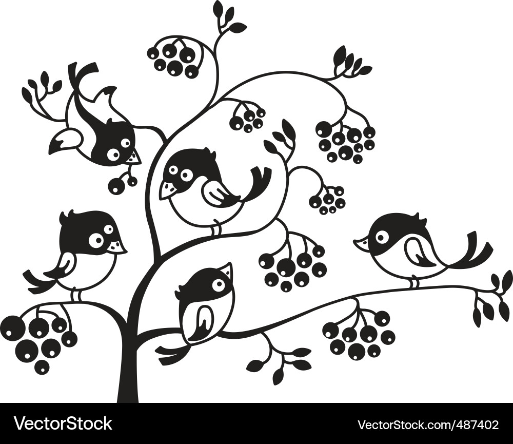 Birds on a tree Royalty Free Vector Image - VectorStock