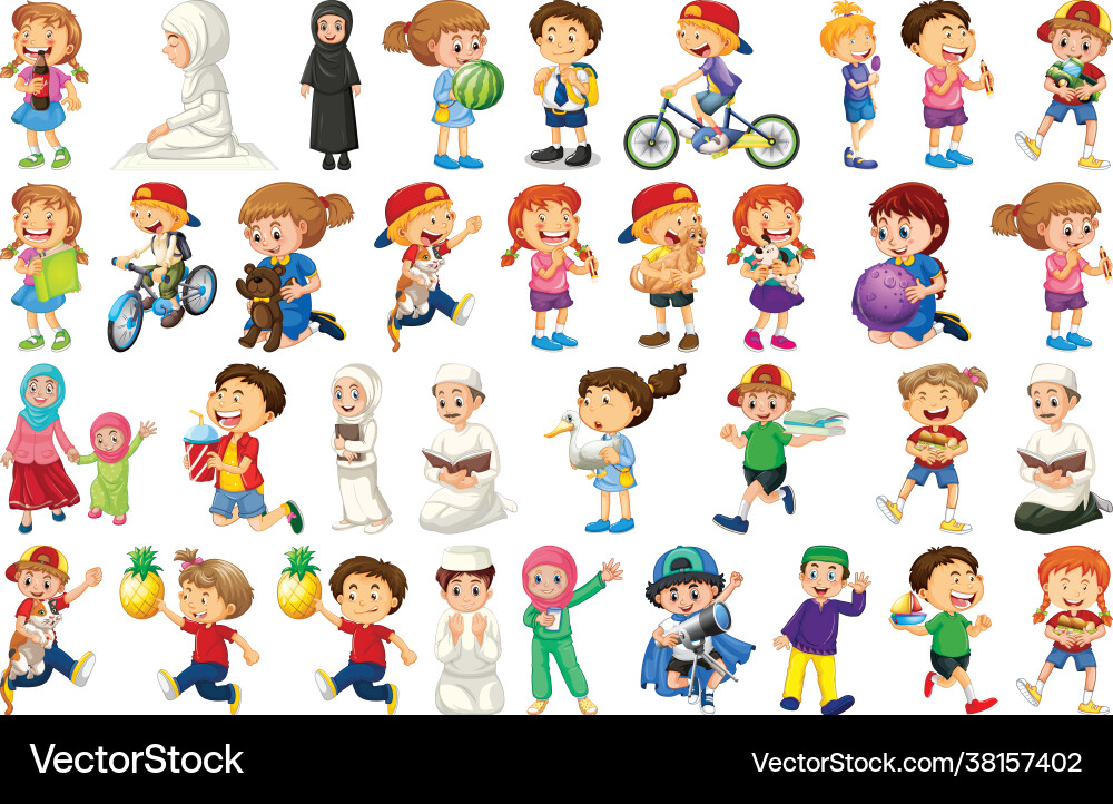 Children doing different activities cartoon Vector Image