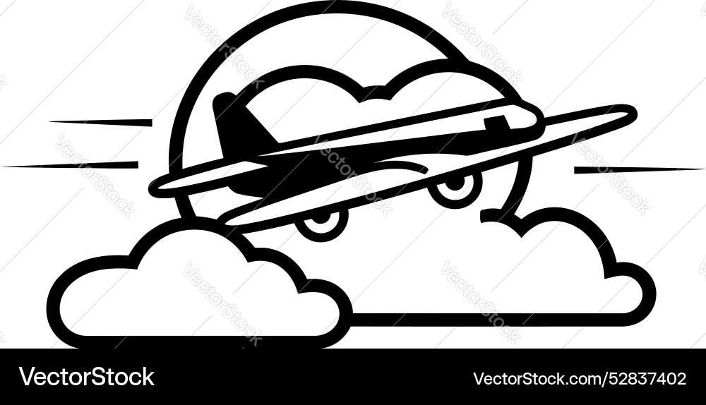 Doodle aviator playful aircraft emblem airborne Vector Image