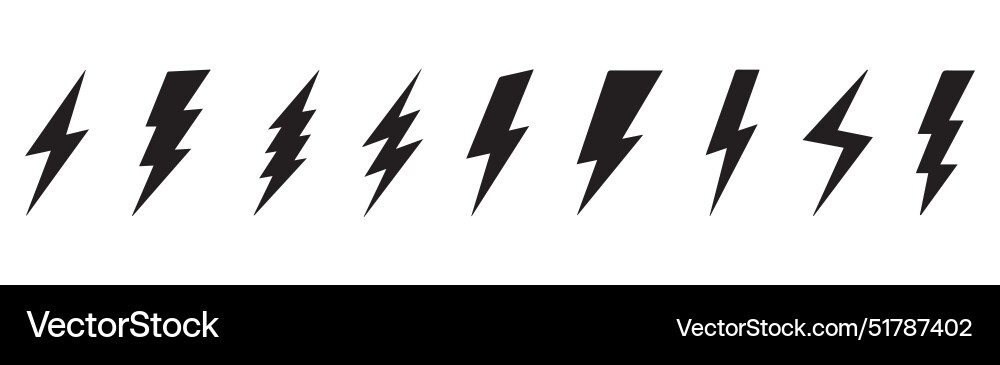 Flash lightning bolt icon set electric power Vector Image