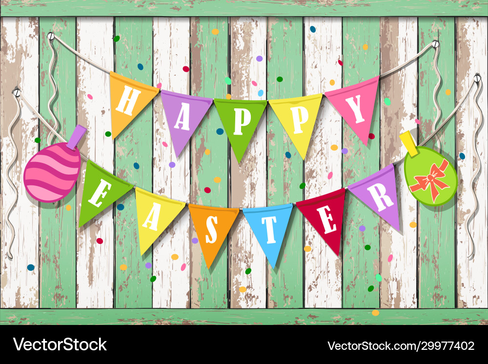 Happy easter wooden background Royalty Free Vector Image