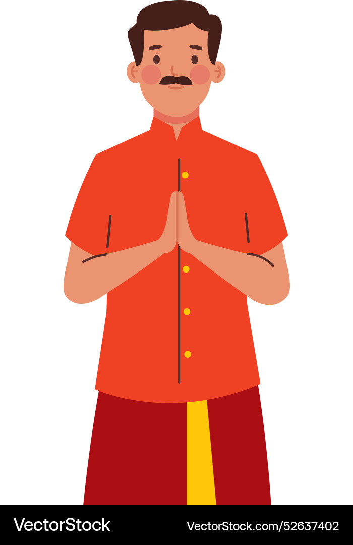 Hindu man making namaste greeting Royalty Free Vector Image