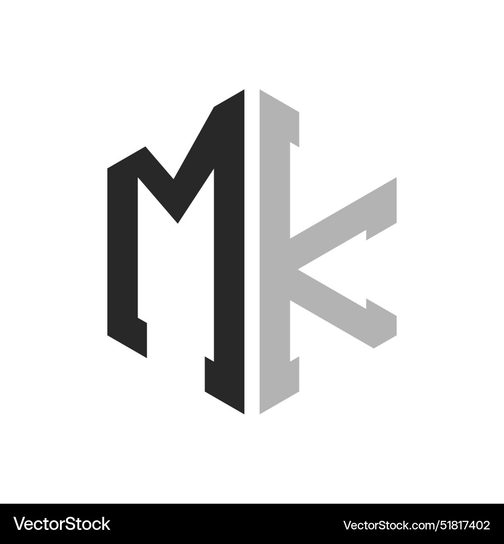 Modern unique hexagon letter mk logo design Vector Image