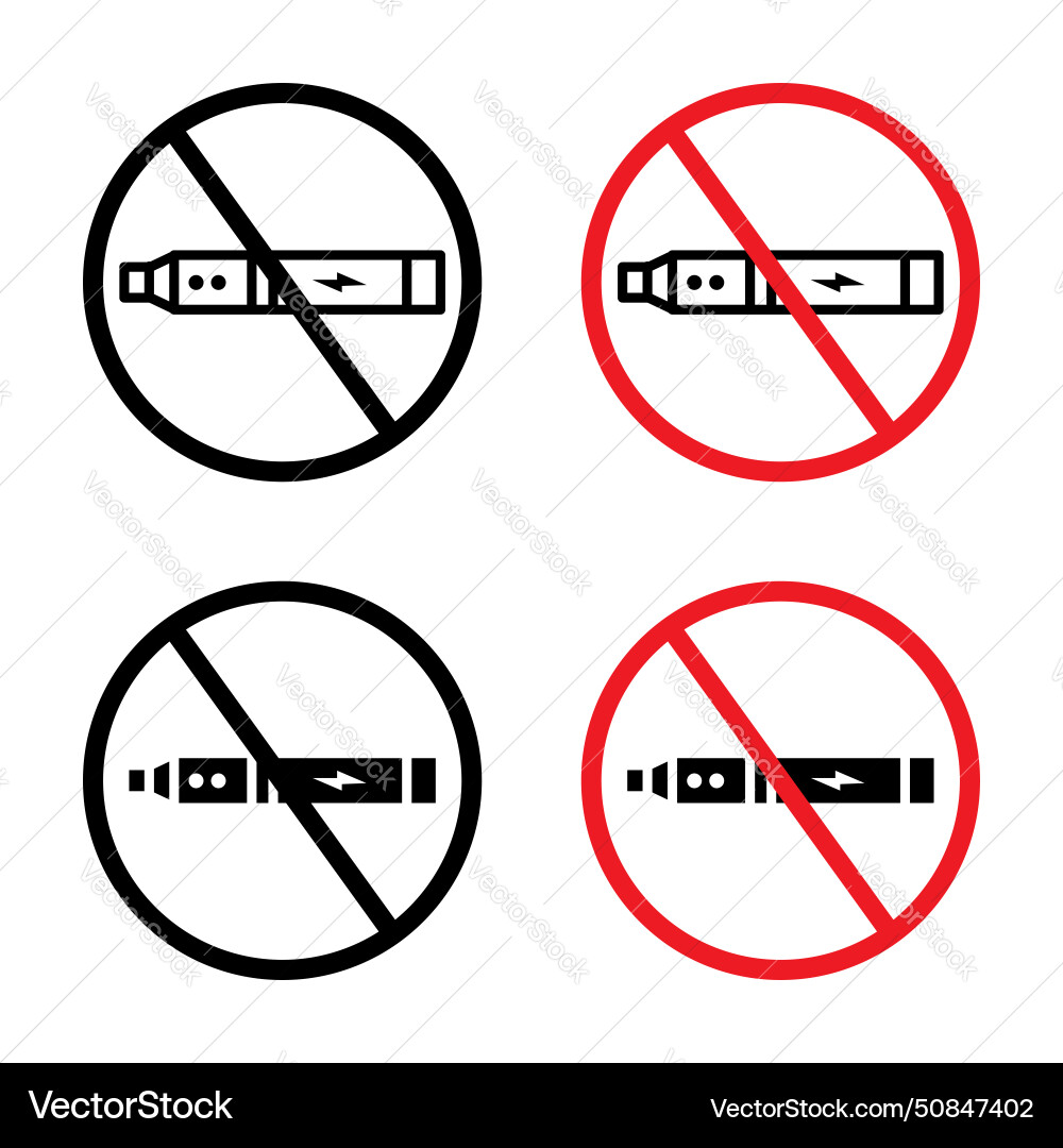 No vaping icon set vape forbidden smoke symbol in Vector Image