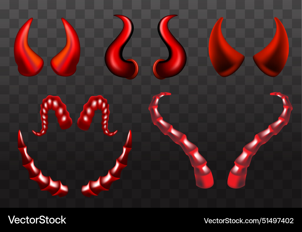 Set of realistic horn isolated eps Royalty Free Vector Image