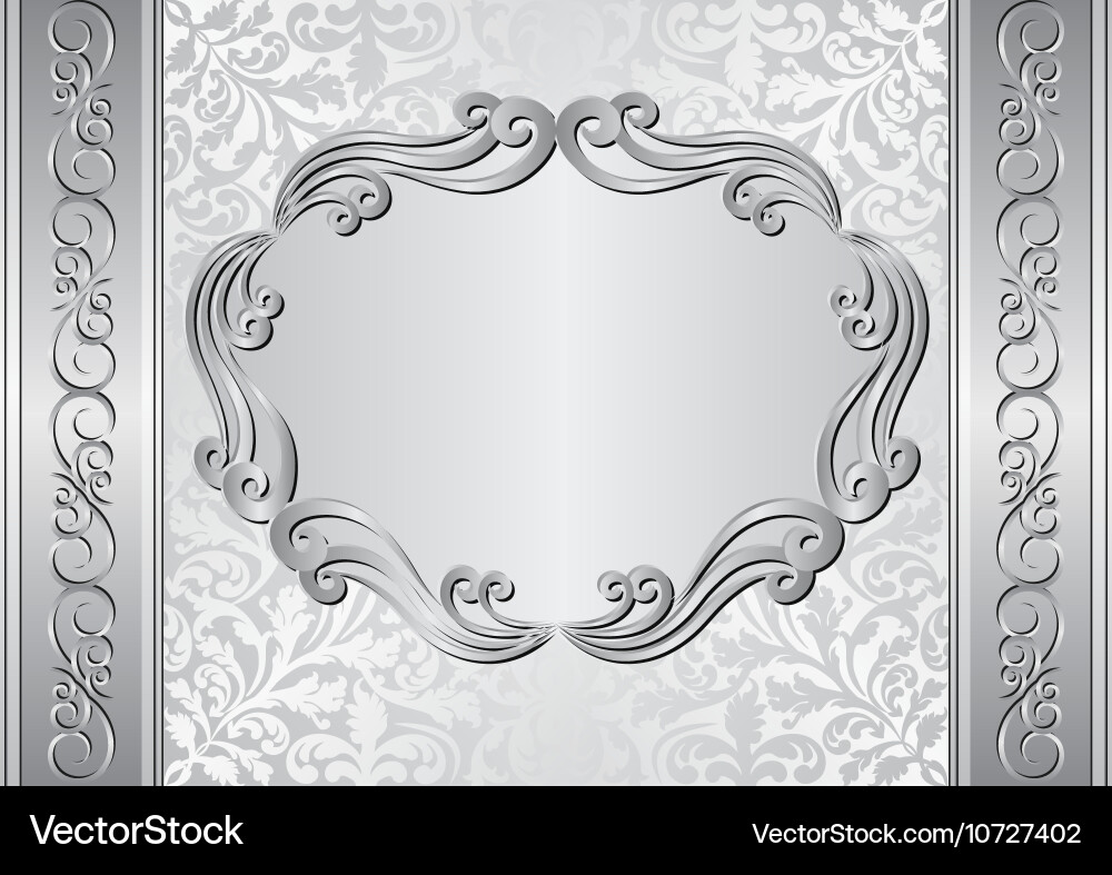 Silver background with antique frame Royalty Free Vector
