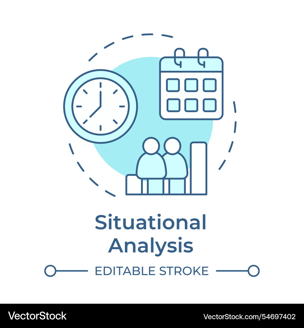 Situationsanalyse soft blue concept icon Vektorbild