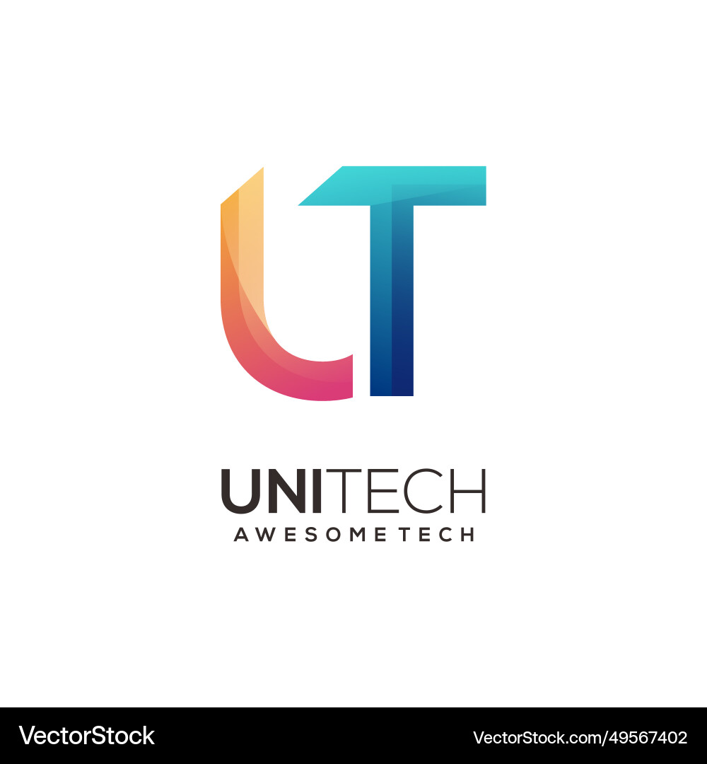 Ut letter logo gradient colorful Royalty Free Vector Image