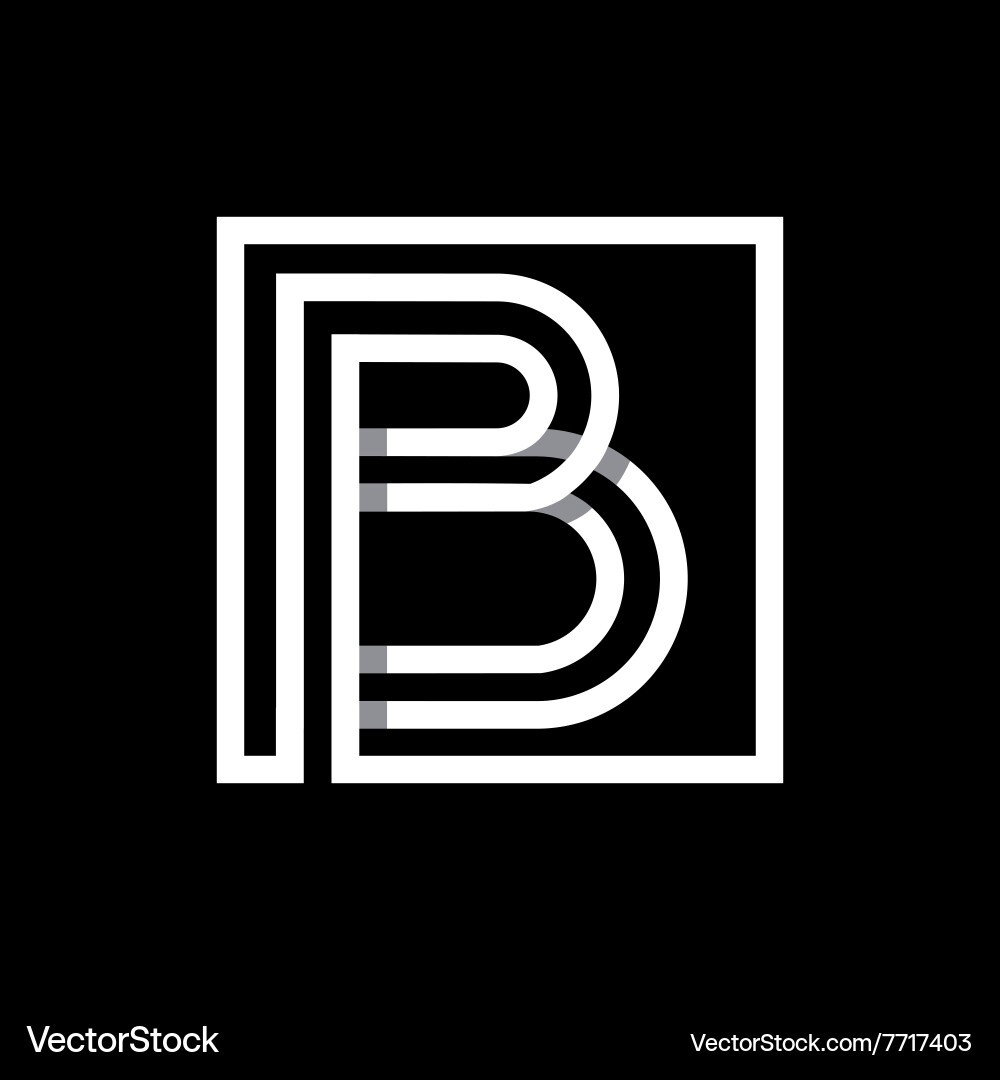 Capital letter b monogram logo emblem Royalty Free Vector