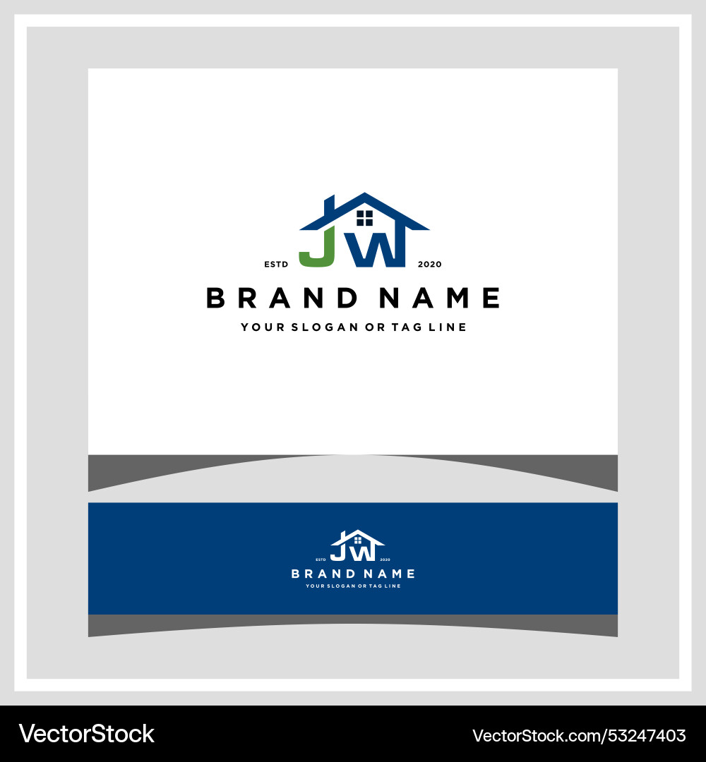 Creative letter jw home logo design Royalty Free Vector