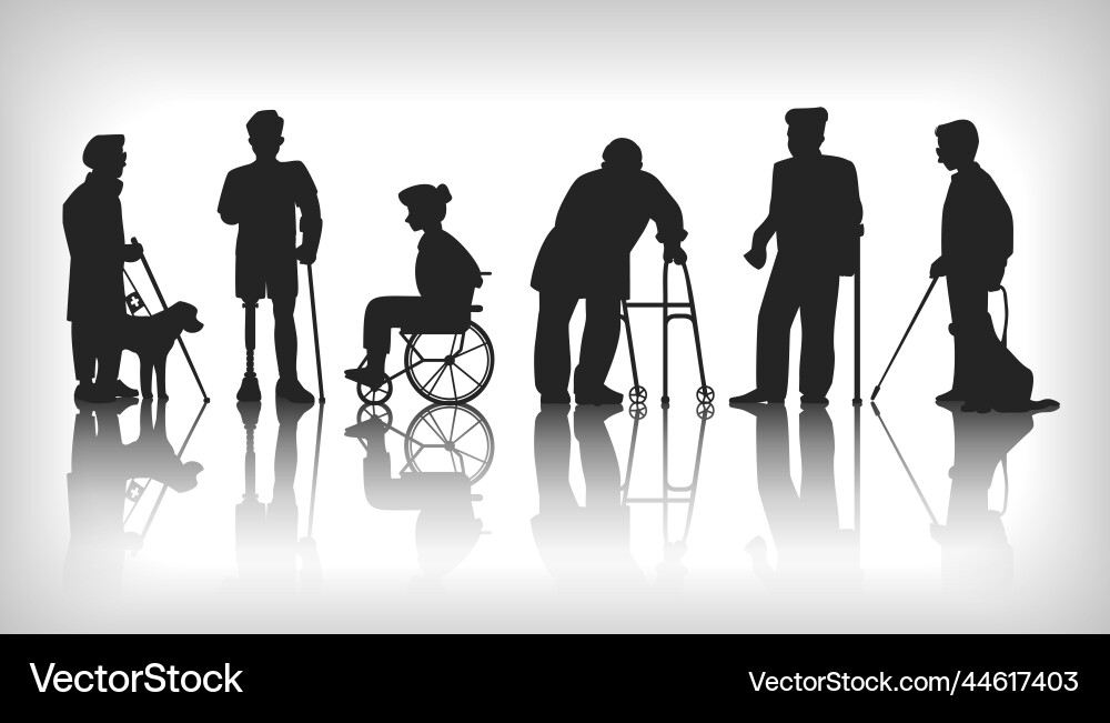 Disabled person silhouette blind people Royalty Free Vector