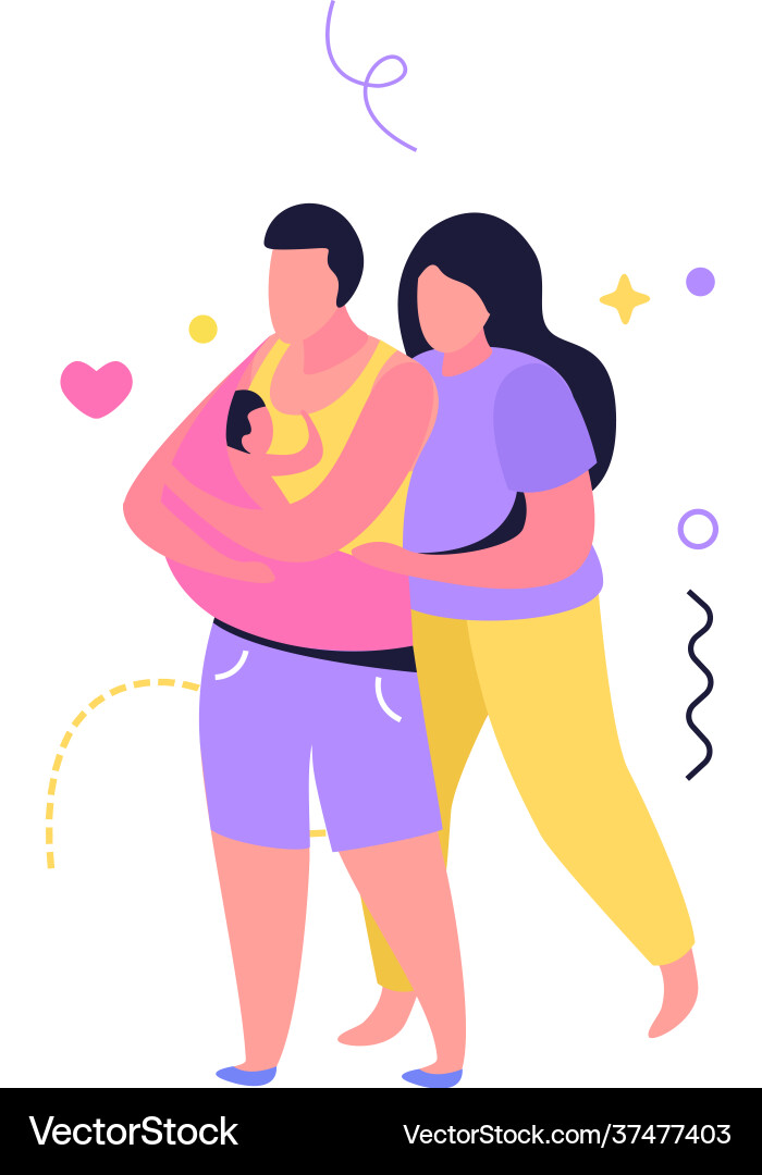 Family hug flat composition Royalty Free Vector Image