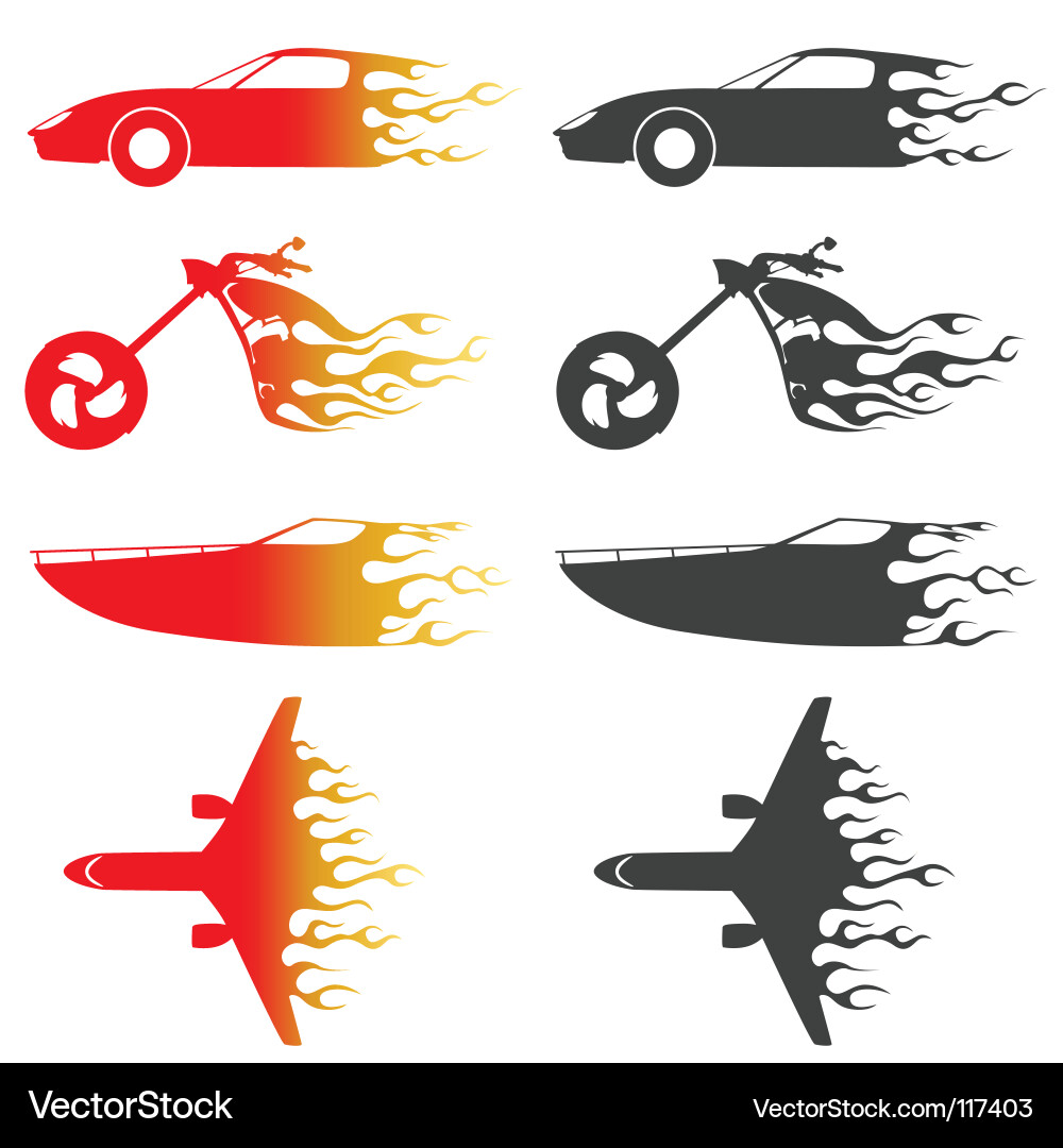 Flame vehicles Royalty Free Vector Image - VectorStock