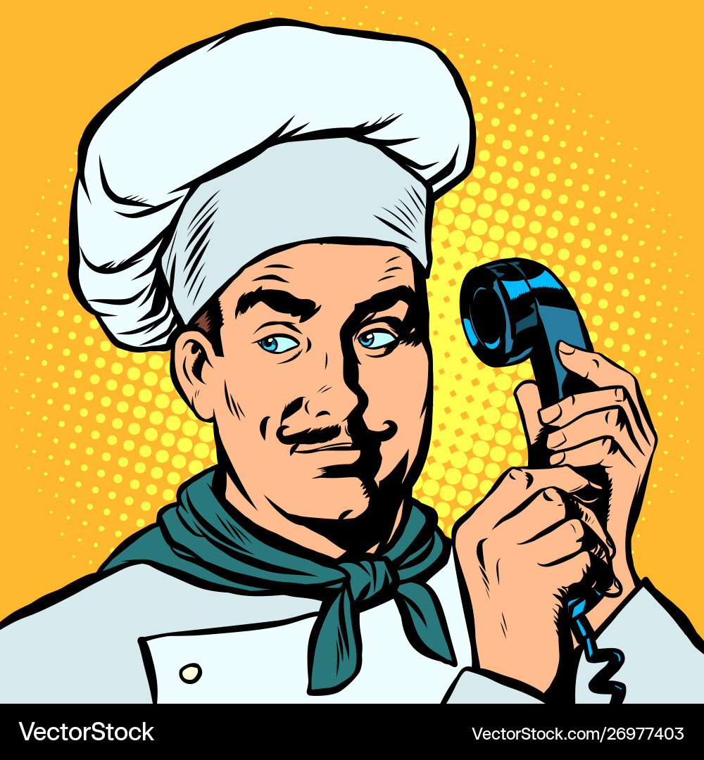 Food delivery chef takes orders phone Royalty Free Vector