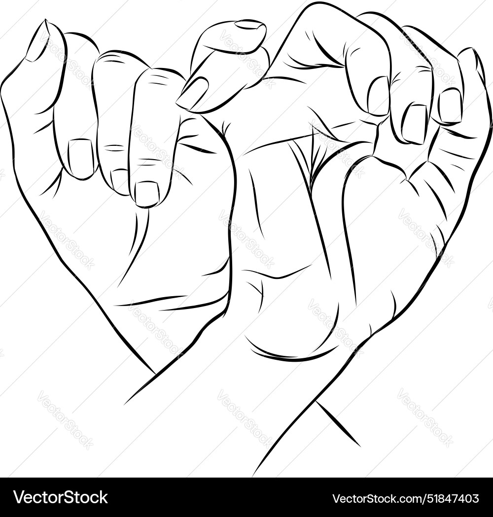 Pinky promise finger line art Royalty Free Vector Image