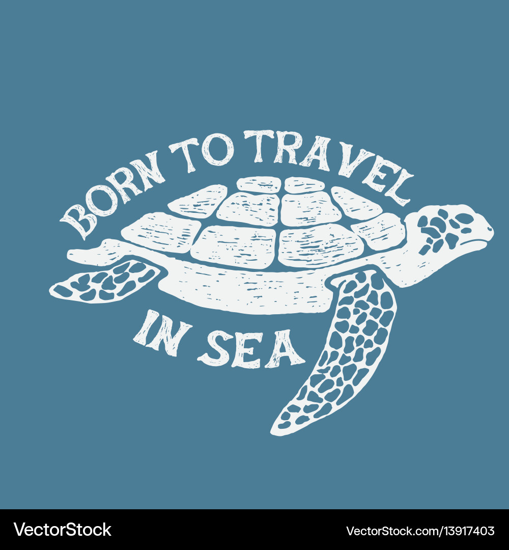 Sea turtle vintage label Royalty Free Vector Image