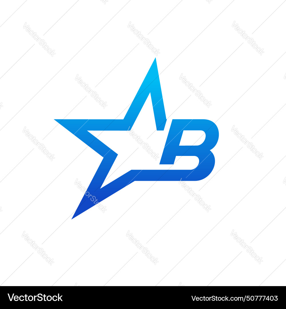 Stylist initial b blue star logo Royalty Free Vector Image