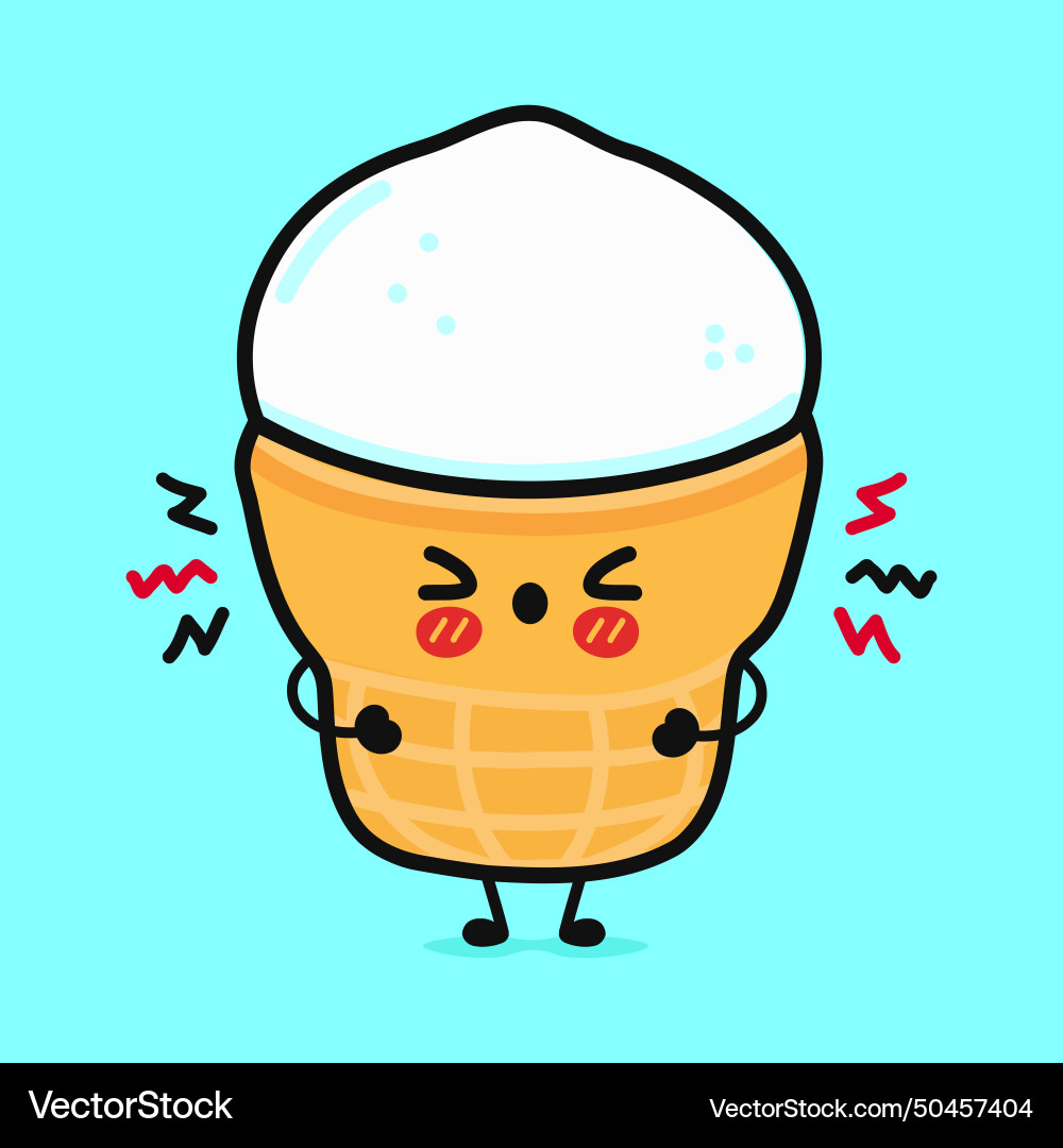 Angry ice cream character hand drawn Royalty Free Vector