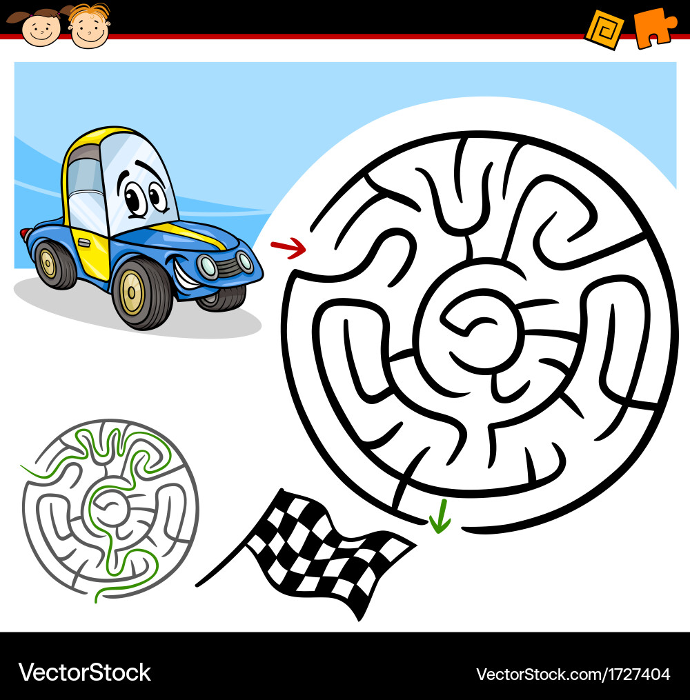 Cartoon maze or labyrinth game Royalty Free Vector Image