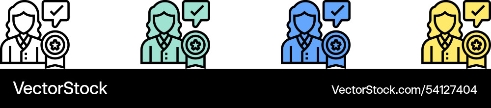 Credibility icon outline green blue and yellow Vector Image