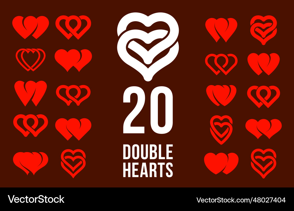 Dual Heart Vector Images (over 180)