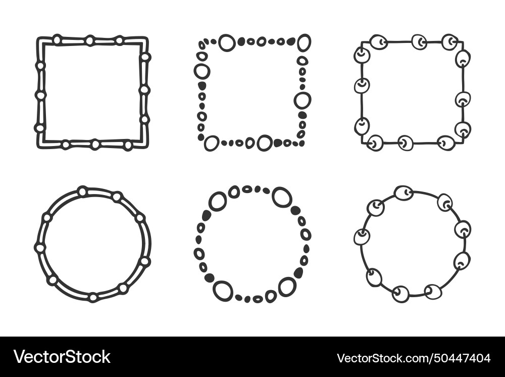 Frames doodle style borders set hand drawn blob Vector Image