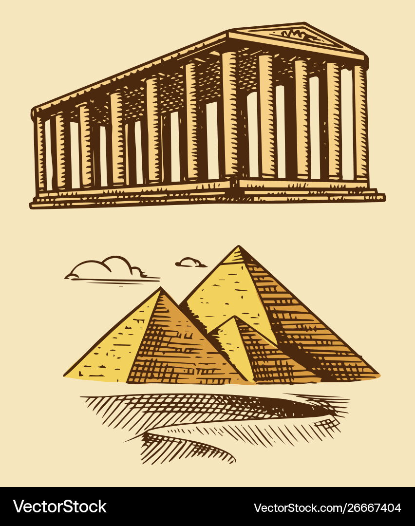 Great pyramid giza and historical building Vector Image