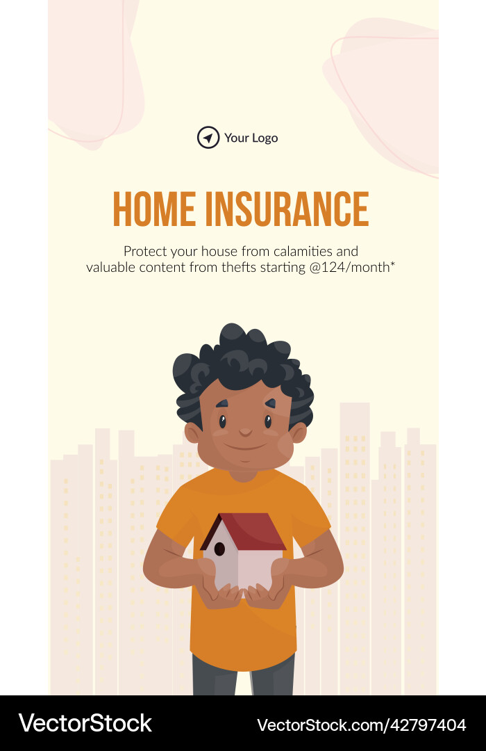 Home insurance portrait template design Royalty Free Vector