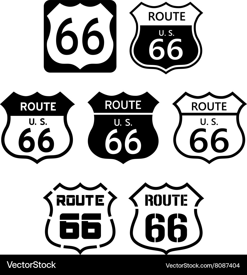 Route 66 Road Signs Collection Royalty Free Vector Image